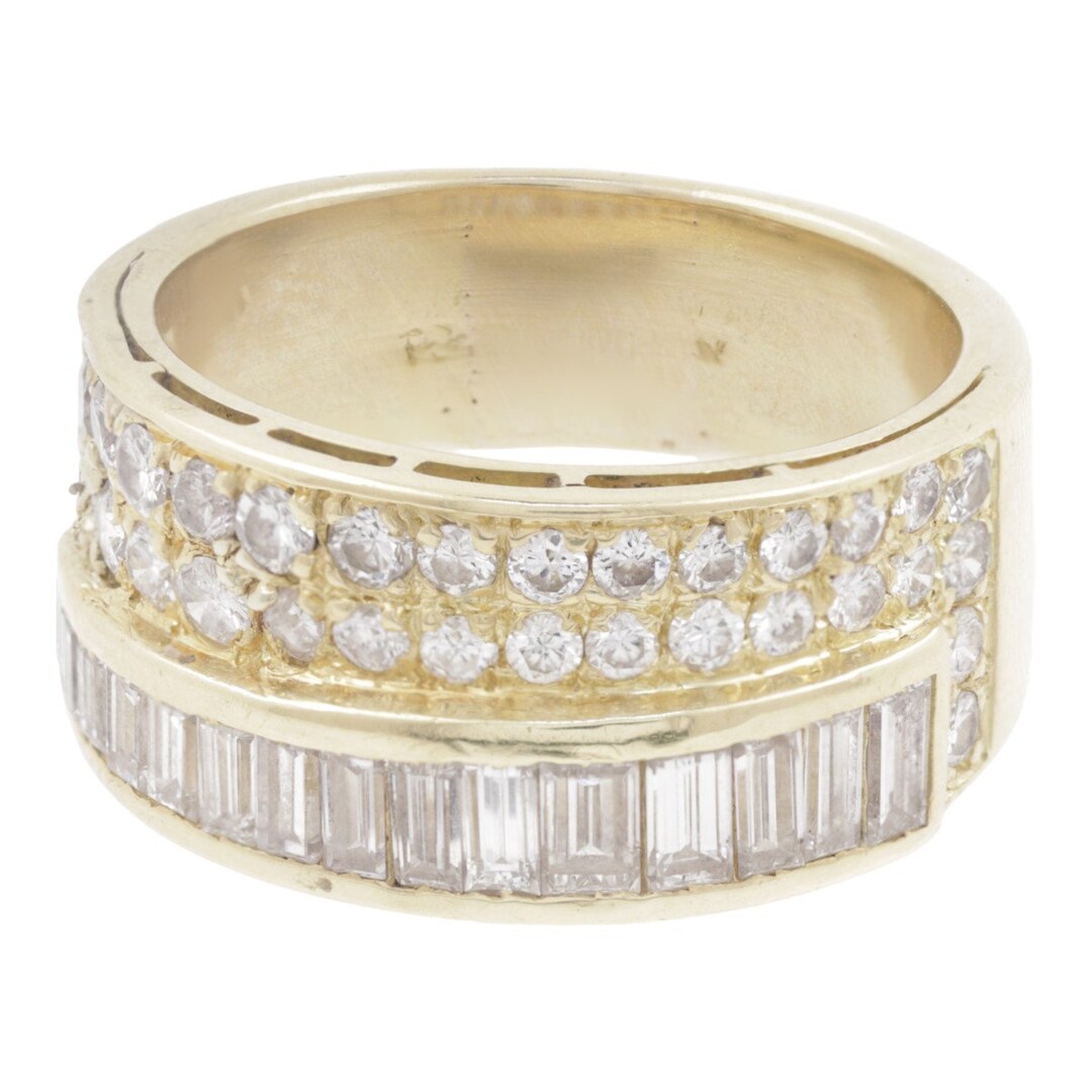 18K Yellow Gold Diamond Ring Incrusted With Baguettes and - Etsy