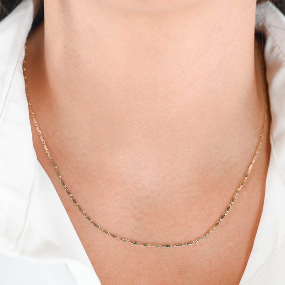 14K Yellow Gold Twisted Barrel Link Chain Necklace 18" - Gem