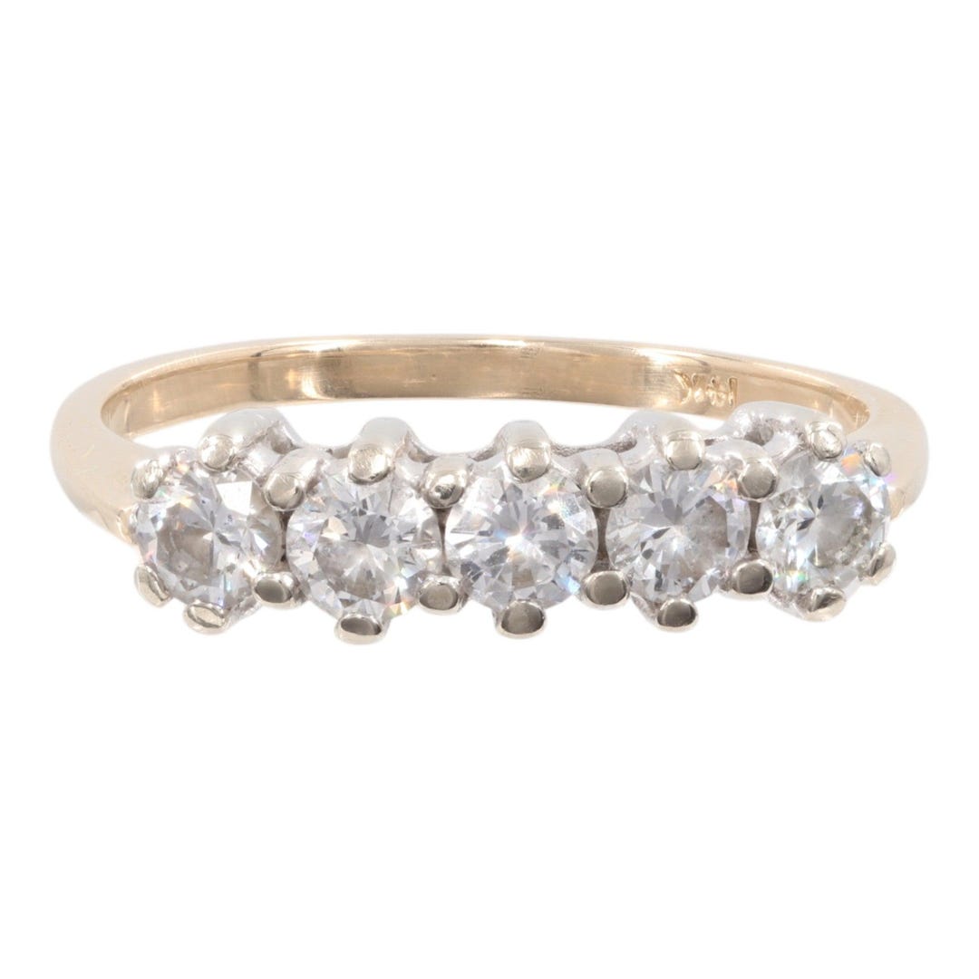 14k Yellow Gold Quintuple Set Diamond Ring - Etsy