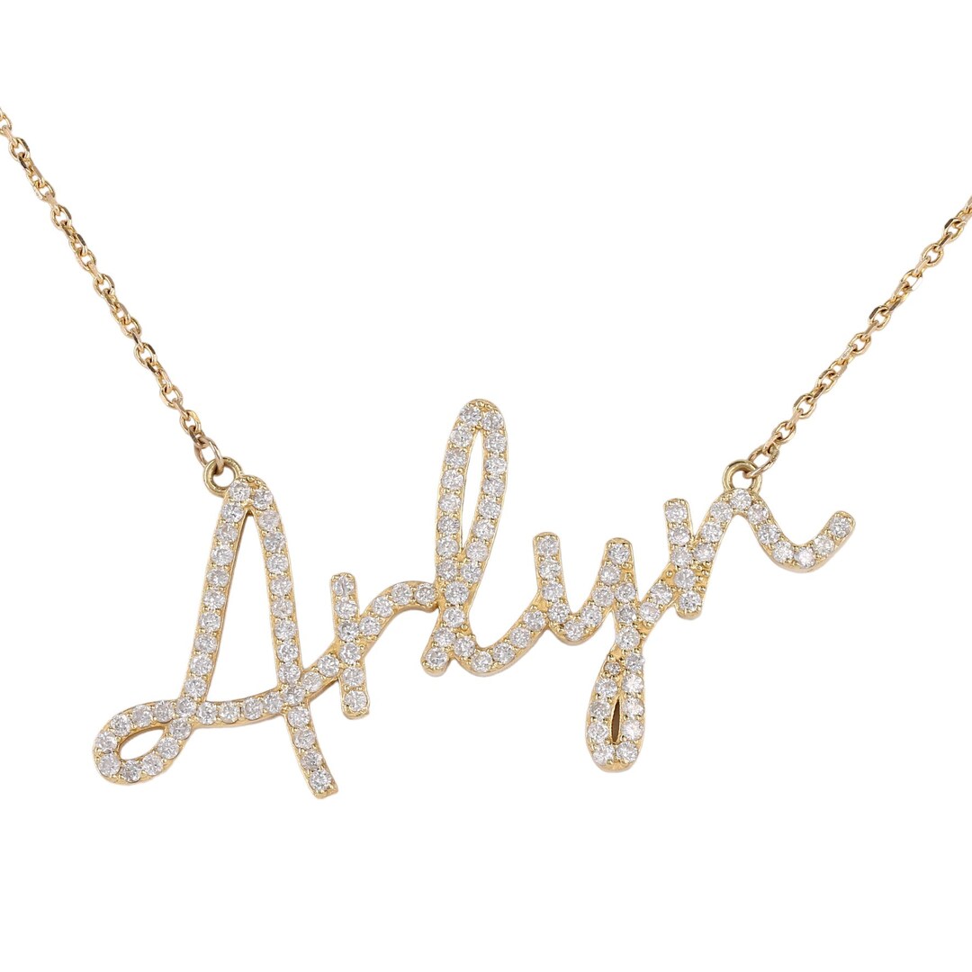14K Solid Gold Diamond Personalized Name arlyn Necklace - Etsy UK