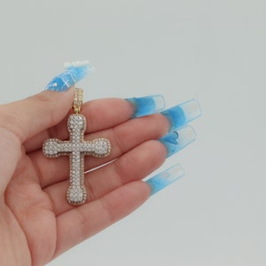 14k Yellow Gold Diamond Studded Cross Pendant - Etsy