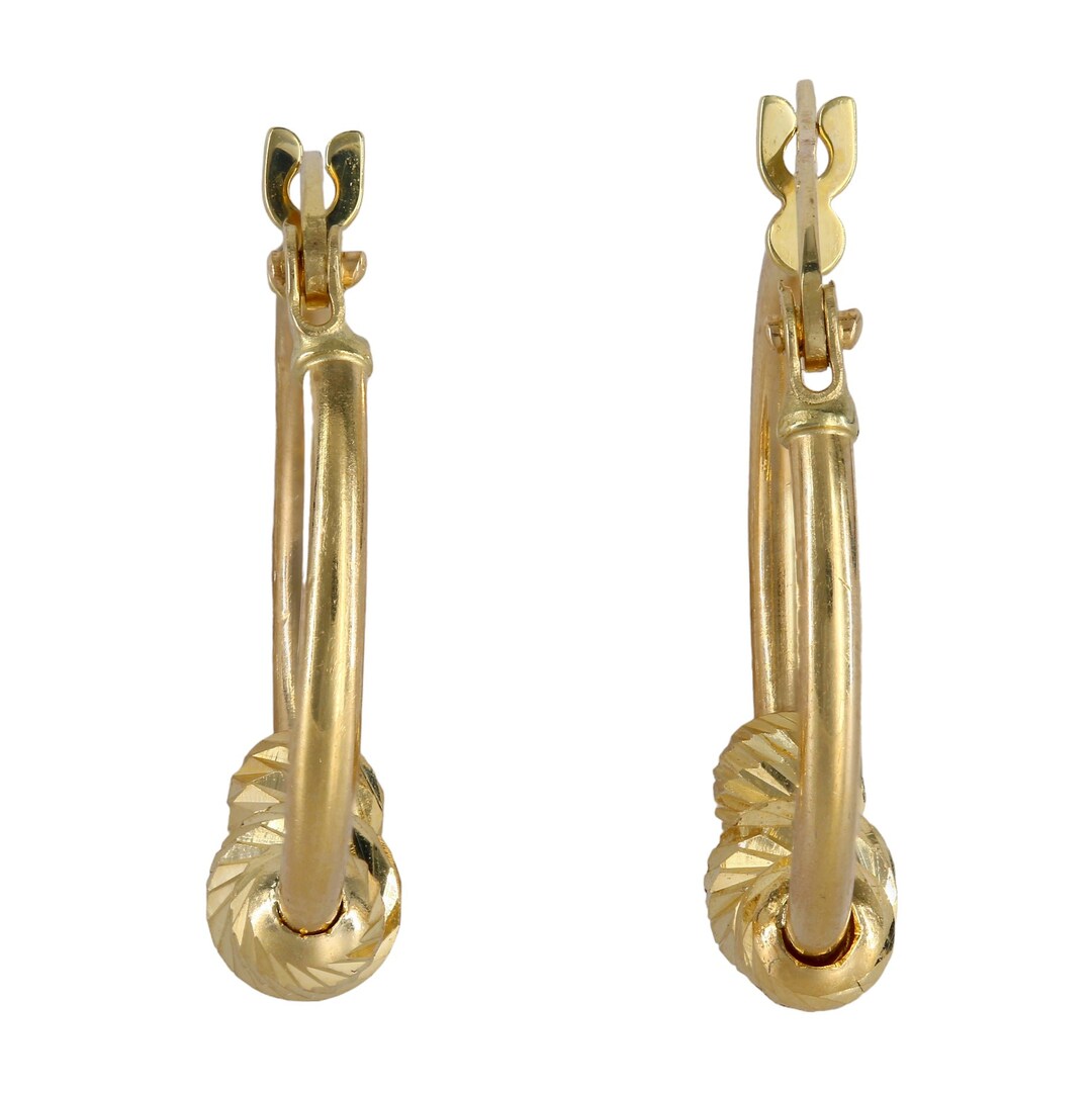 18K Yellow Gold Moon Cut Beads Hoop Earrings - Etsy