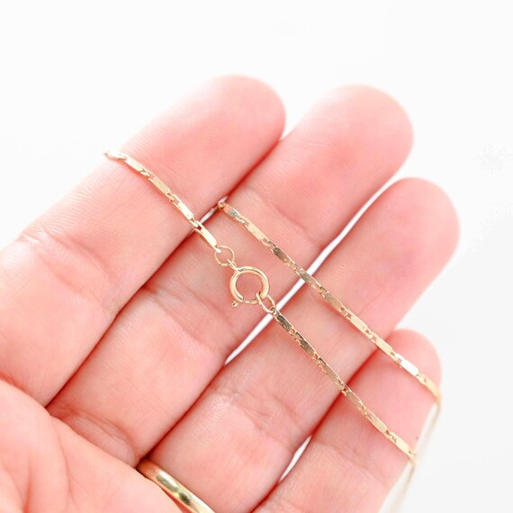 14K Yellow Gold Twisted Barrel Link Chain Necklace 18" - Gem