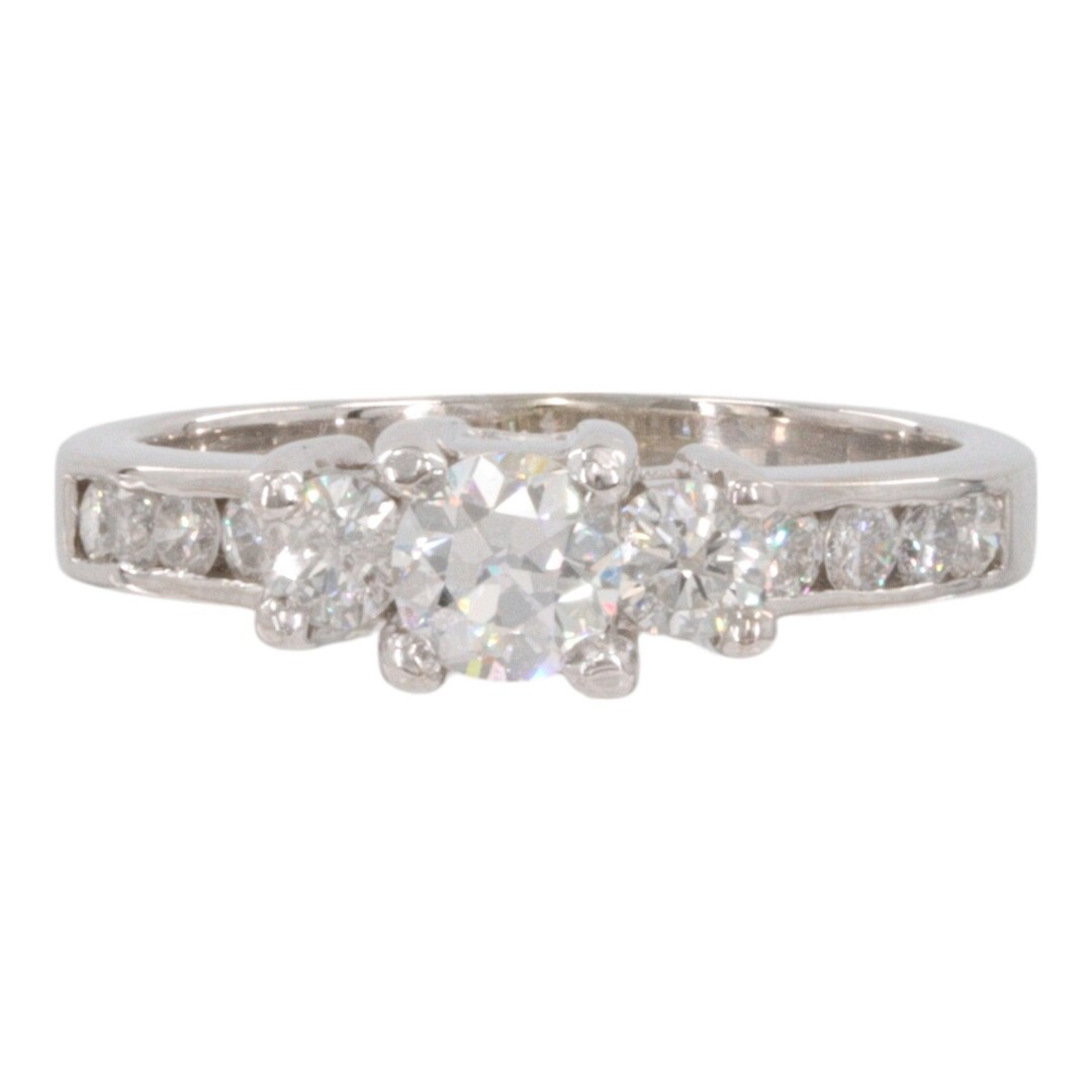 14k White Gold Triple Diamond Setting Engagement Ring - Etsy