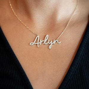 14K Solid Gold Diamond Personalized Name arlyn Necklace - Etsy