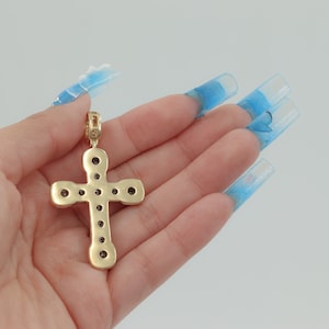 14k Yellow Gold Diamond Studded Cross Pendant - Etsy