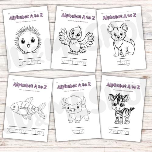 ABC Animals Coloring Pages, Cute Animal COLORING BOOK, A-Z Kids ...