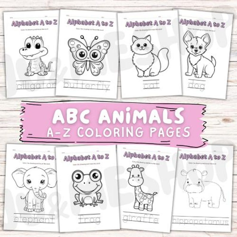 ABC Animals Coloring Pages, Cute Animal COLORING BOOK, A-Z Kids ...