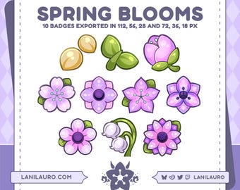 Spring Blooms Sub Badges (blue) | Sub Badges, Bit Badges, Discord Roles ...