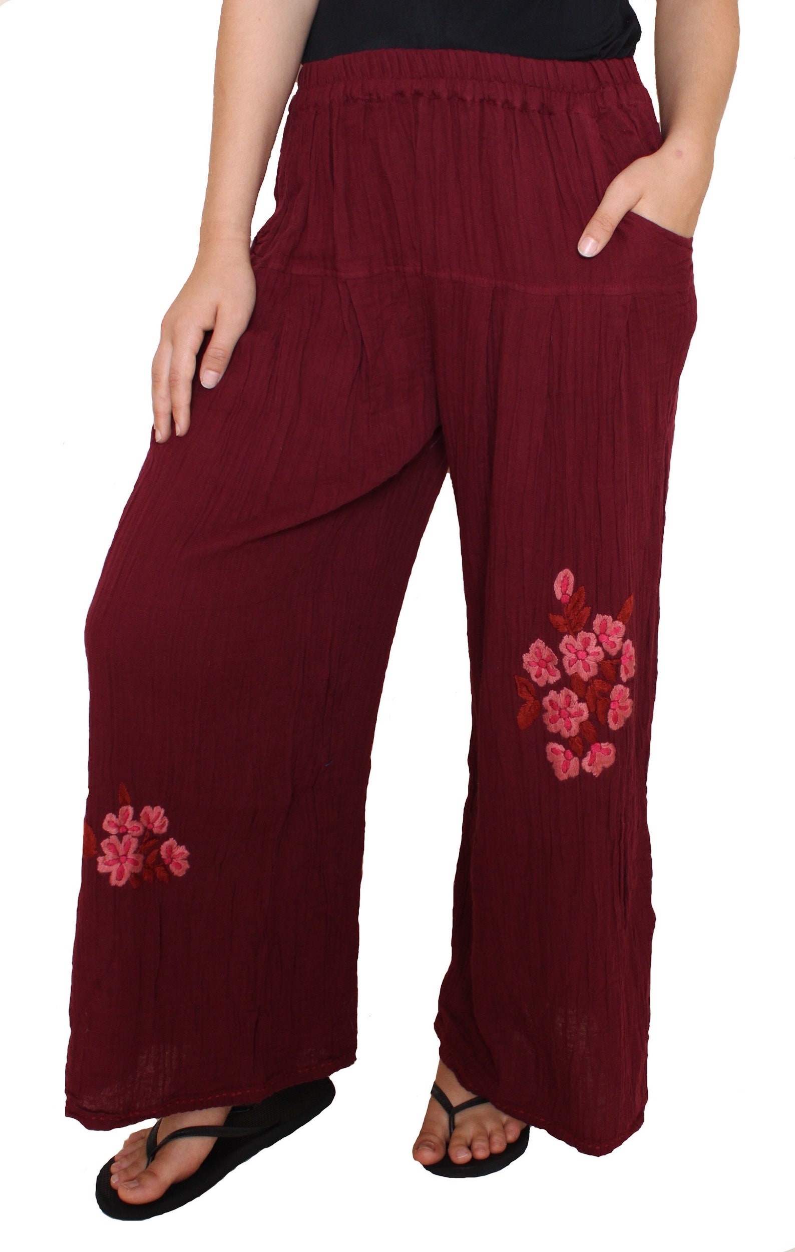 Vintage Sacred Threads Pants w/Embroidery Red One size - Etsy.de