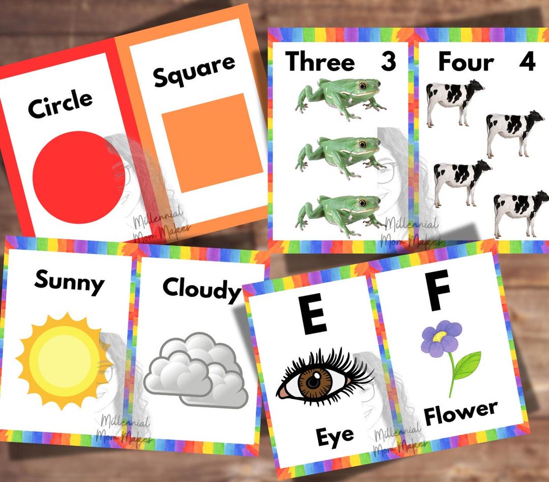 Learning Flashcard Bundle, Colors, Shapes, Numbers, Letters, Animals ...