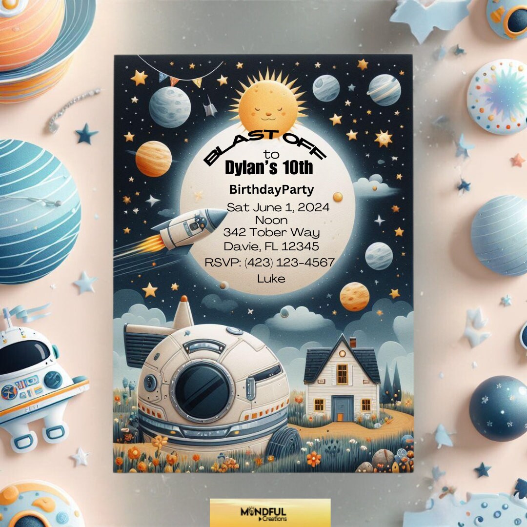 Editable Space-themed Birthday Party Invitation - Instant Download ...