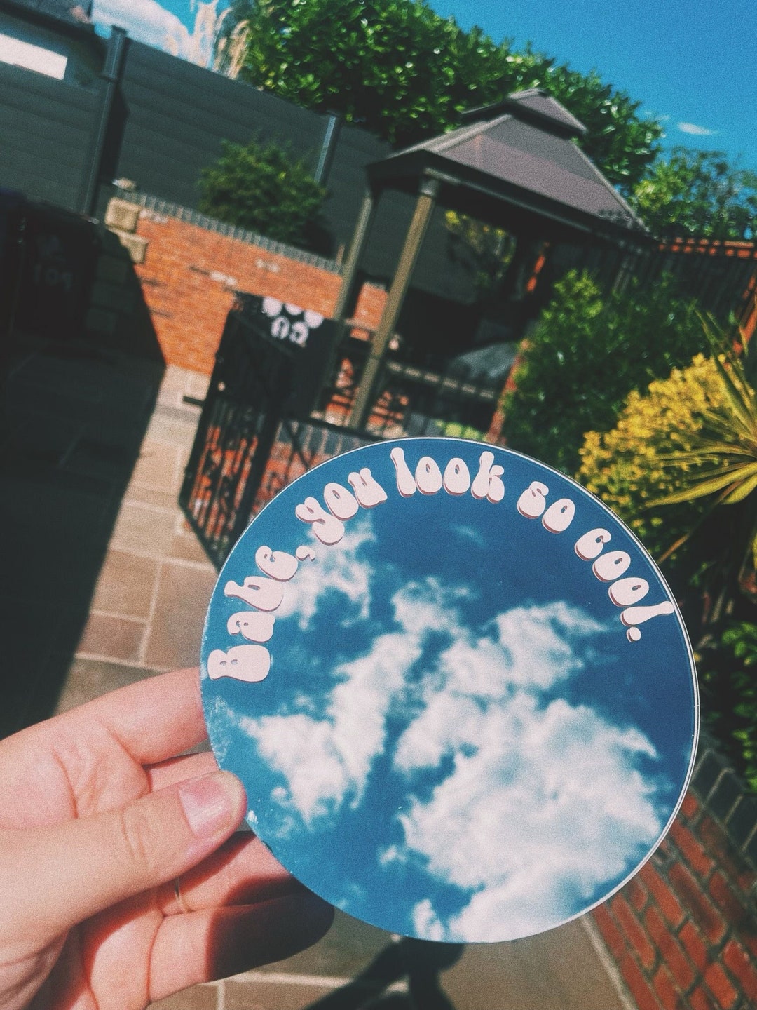 Mirror 'babe You Look so Cool' Decal on Circle Mirror - Etsy UK