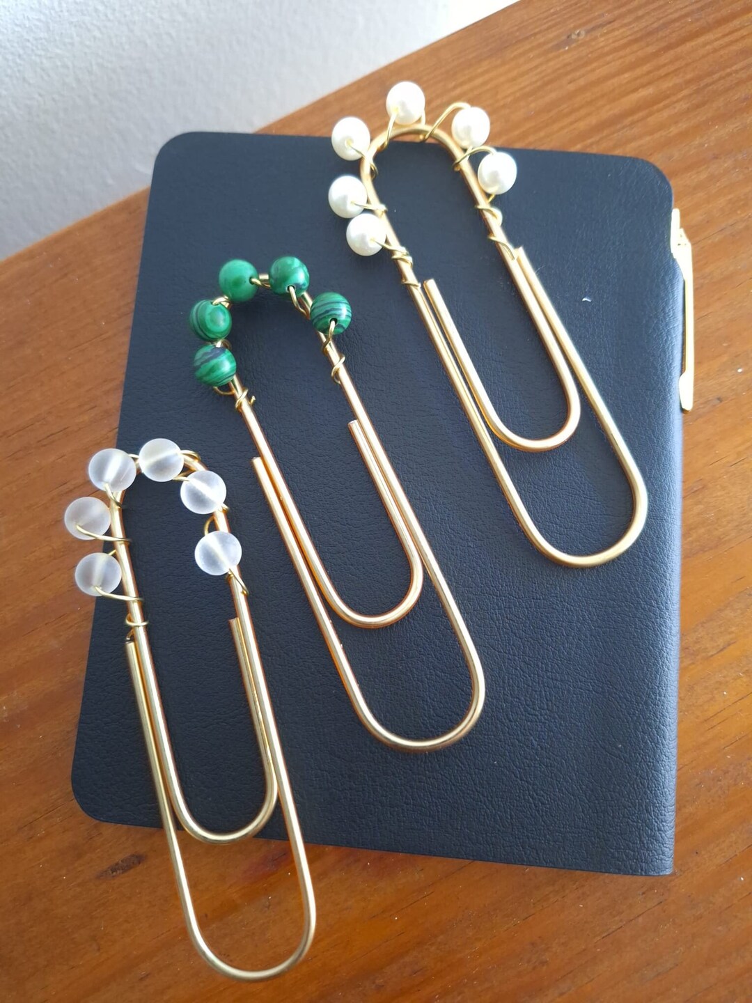 Beaded Gold Bookmark Clip Set - Etsy