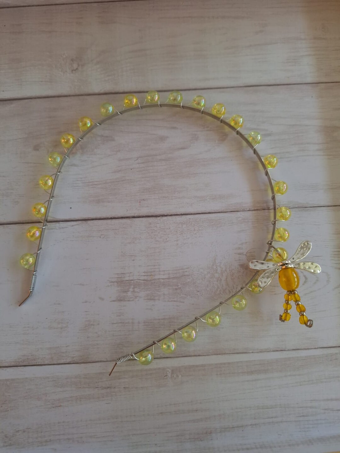 Yellow Dragonfly Headband | Beaded Yellow Headband - Etsy