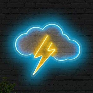 Neon Lightning Lightning Bolt Vintage Retro Graphic Design | Etsy