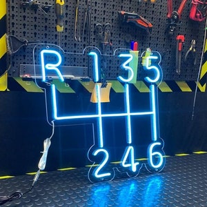 Car Transmission Neon Sign, Gearbox Neon Sign, Speed Gear Neon Sign ...