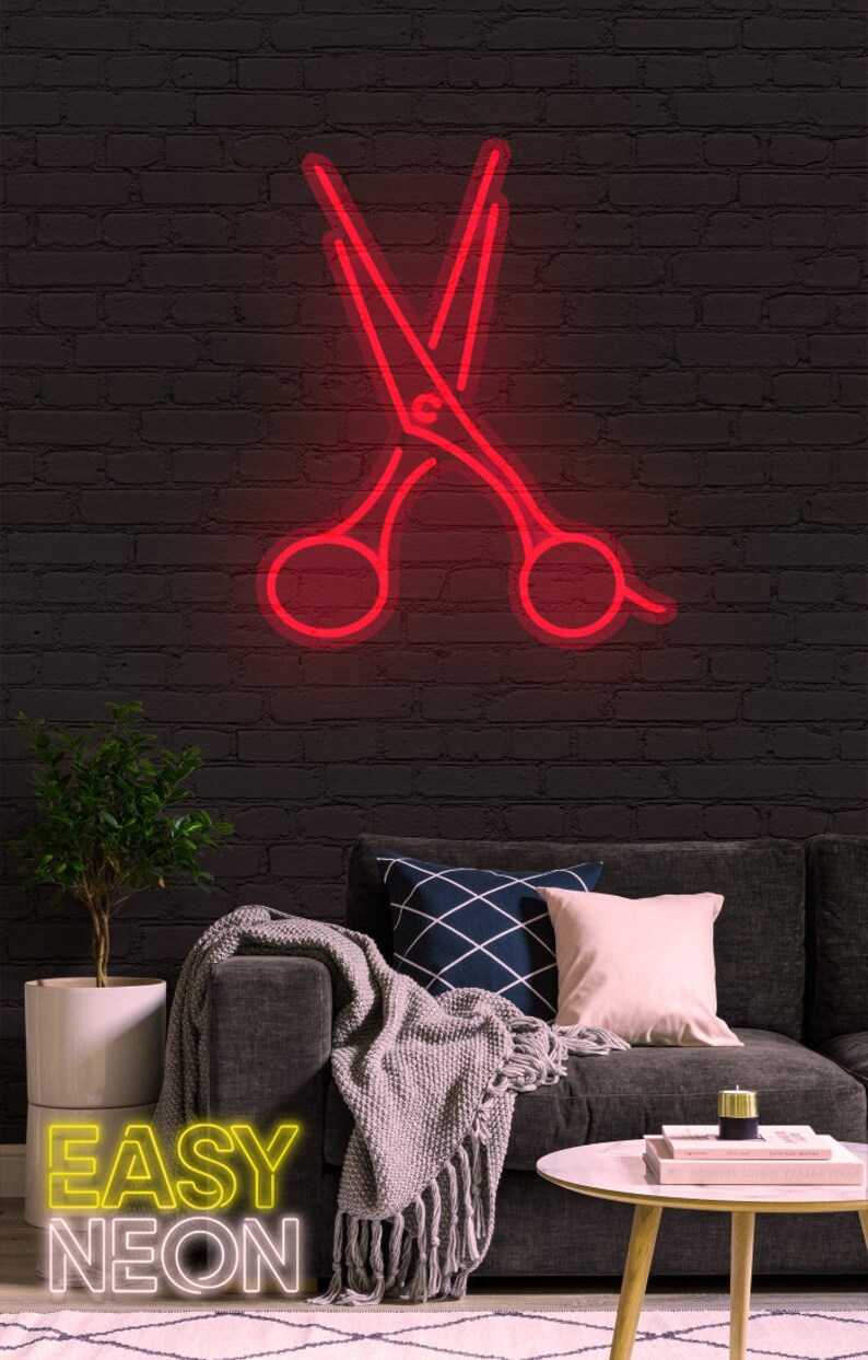 Scissors Neon Sign | Barber Shop LED Wall Light, Hair Salon Decor ...