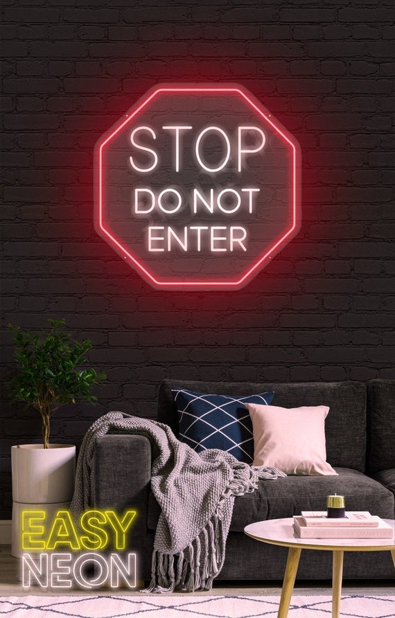 STOP Do Not Enter-neon Sign Wall Decor Bedroom Sign. | Etsy