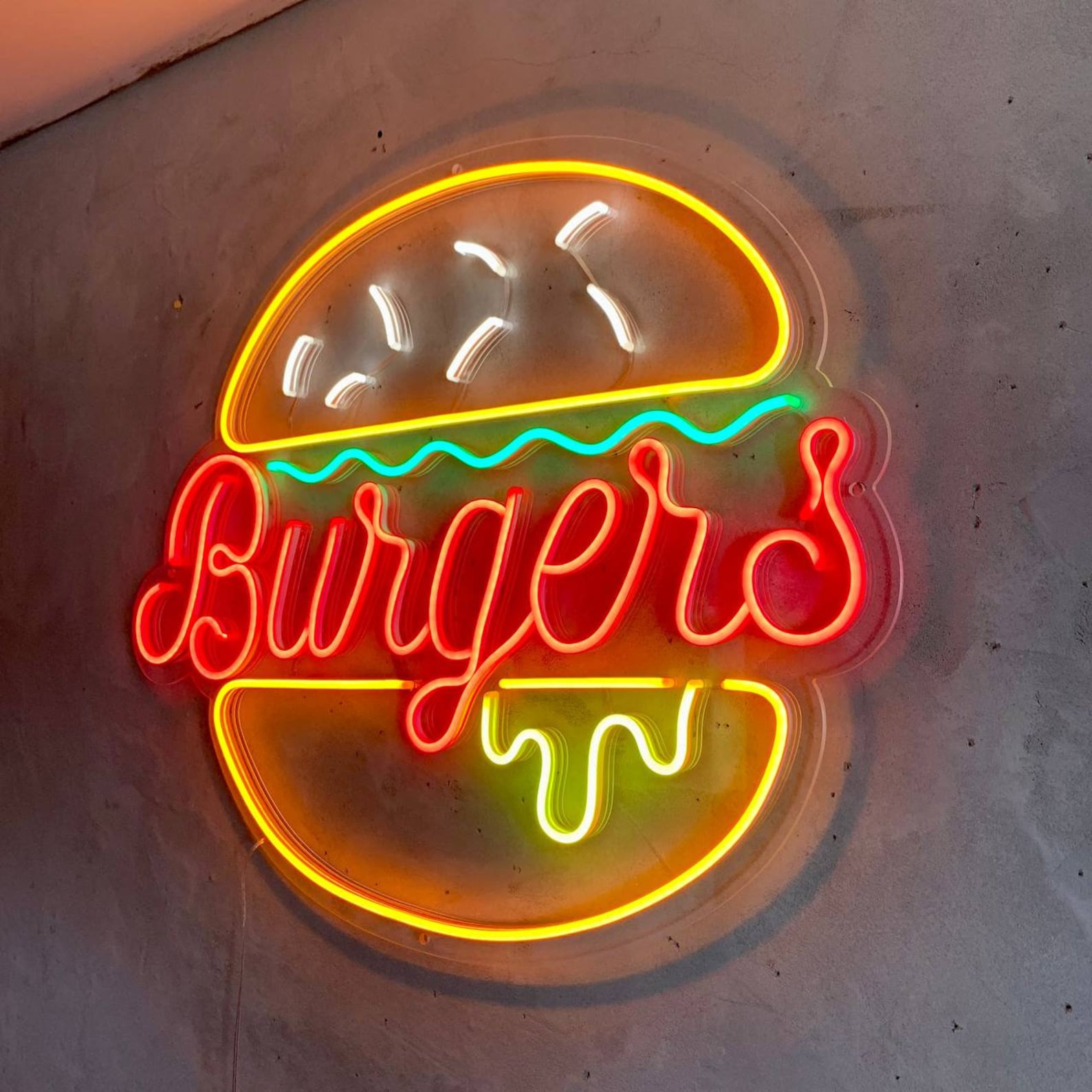 Burger Neon Sign Burger Led Sign Neon Bar Sign Wall Decor - Etsy