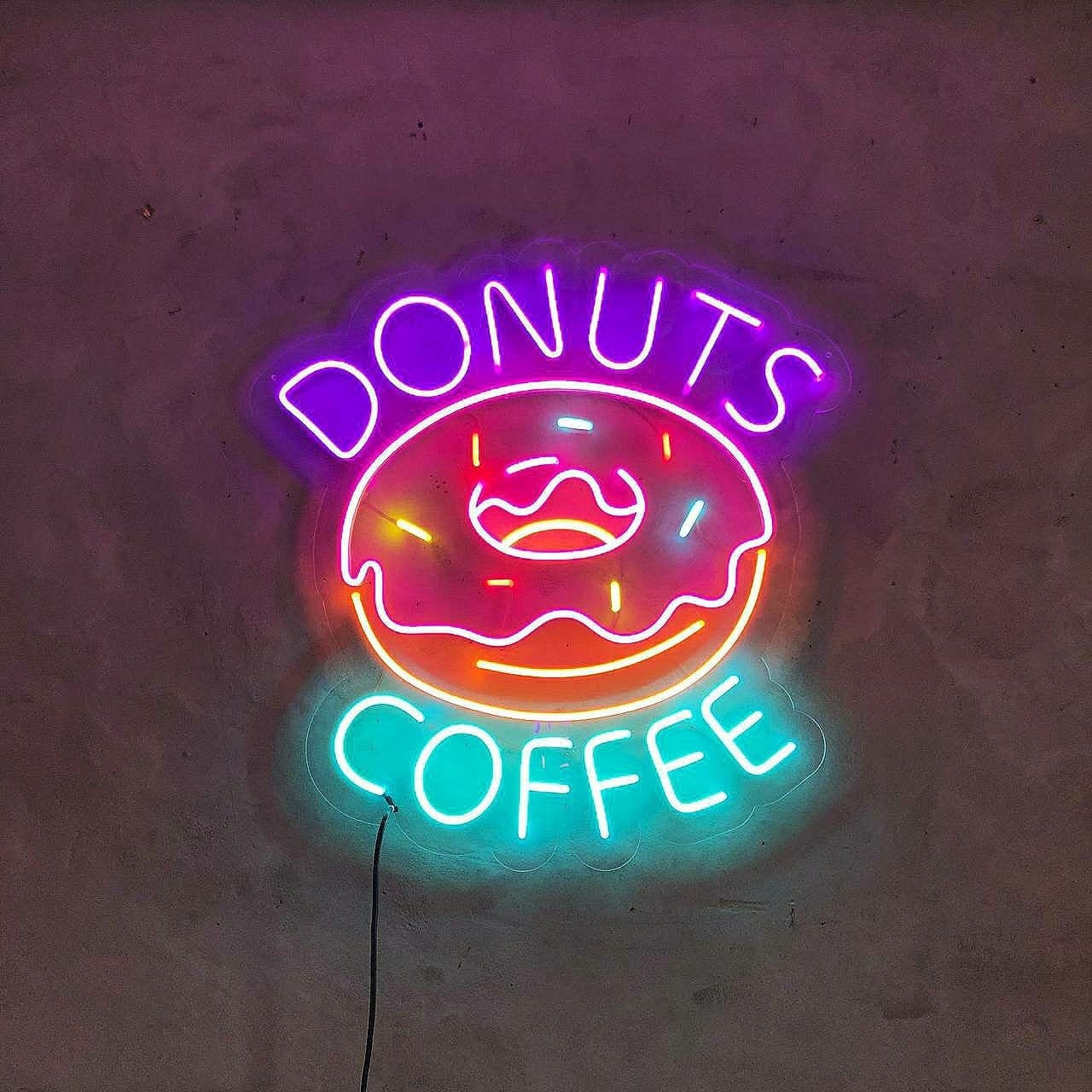 Donut Neon Sign Donut Multicolored Neon Sign Eat Neon Sign Etsy