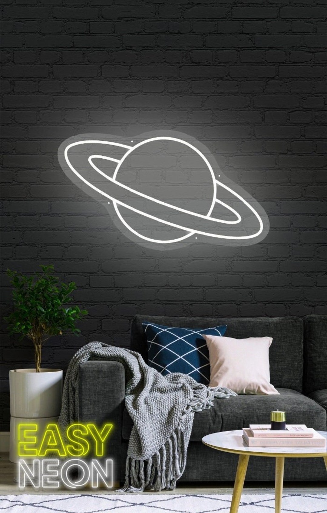 Saturn Planet Neon Sign, Planet Led Neon, Saturn Led Sign, Custom Neon ...