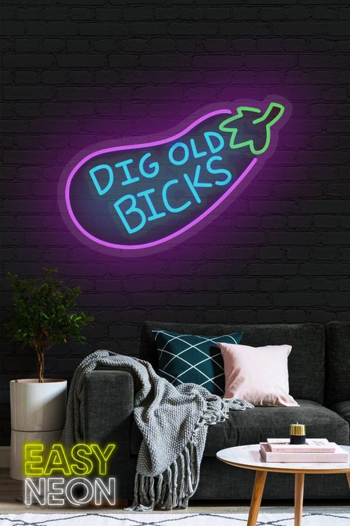 Neon Sign Dig Old Bicks Neon Light, Dig Old Bicks Led Sign Custom Neon ...