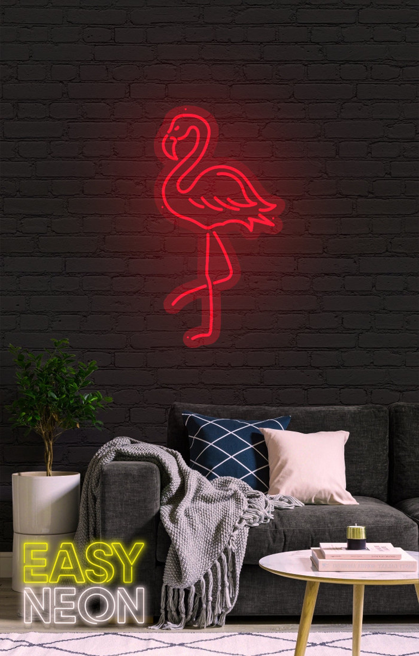 Letrero de neón de flamenco: luz LED de pared rosa para bar, fiesta ...