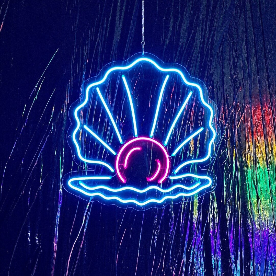 SEA SHELL Neon Sign, Wall Decor, Custom Sign, Marine Theme, Pearl Neon ...