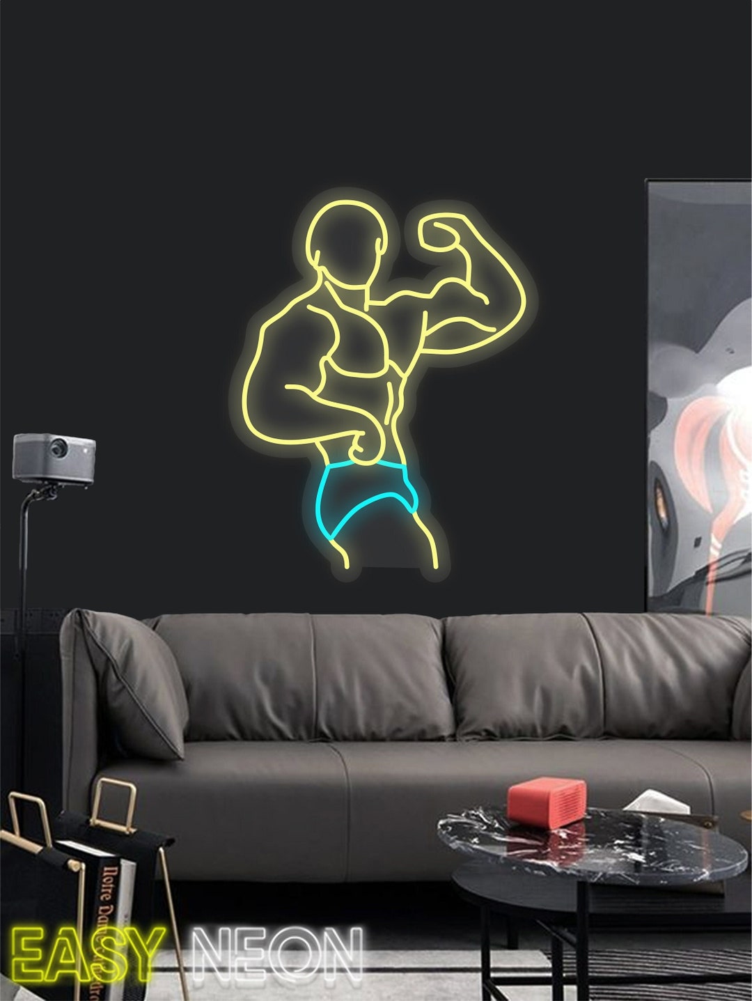 Bodybuilder Neon Sign LED Wall Light | Fitness Gym Neon Wall Art for ...