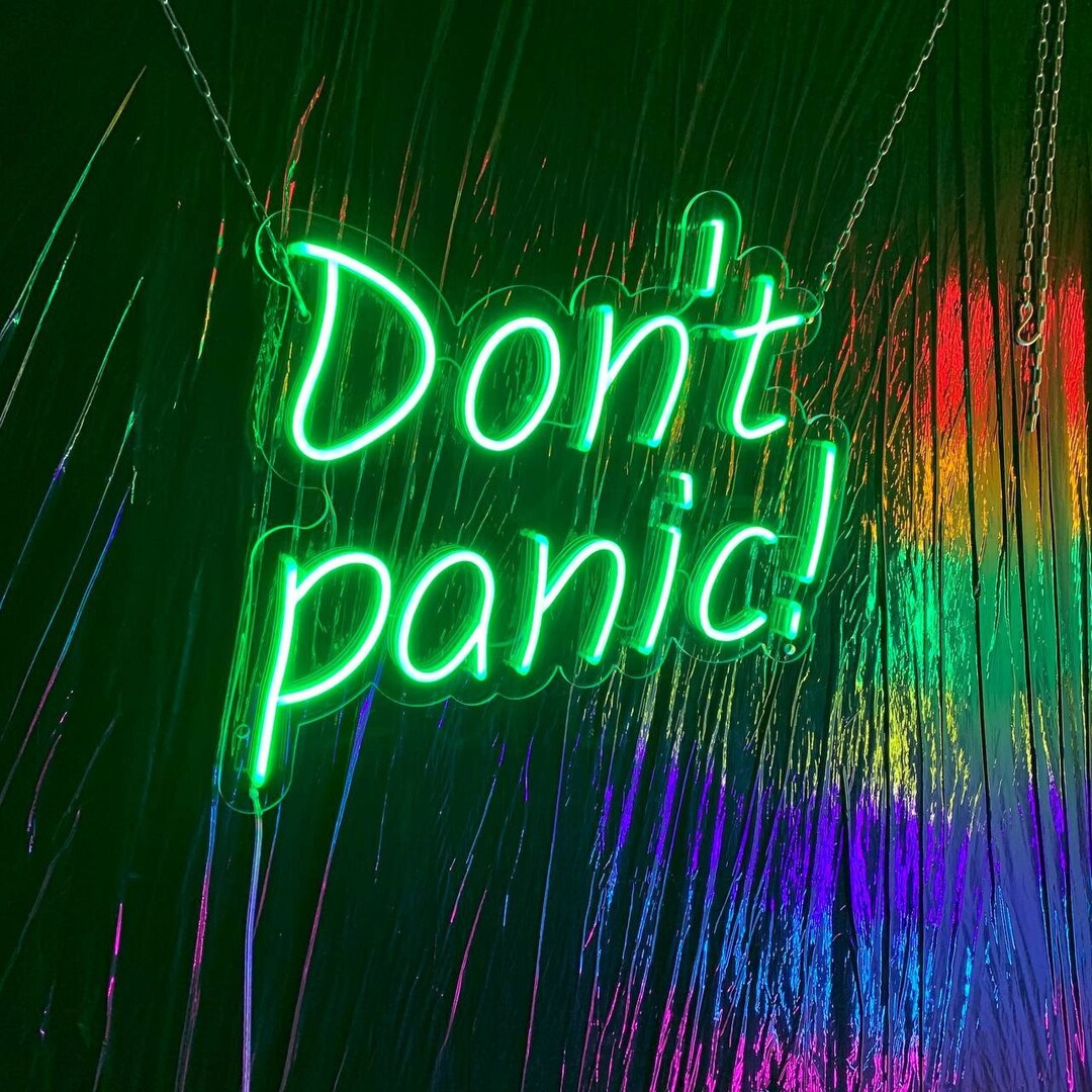 Don’t Panic Neon Sign – LED Wall Light, Motivational Quote Decor, Dorm ...