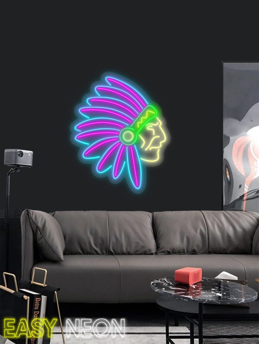 North American Indian Chief Neon Sign, Indian Chief Neon Lamp, LED Wall ...