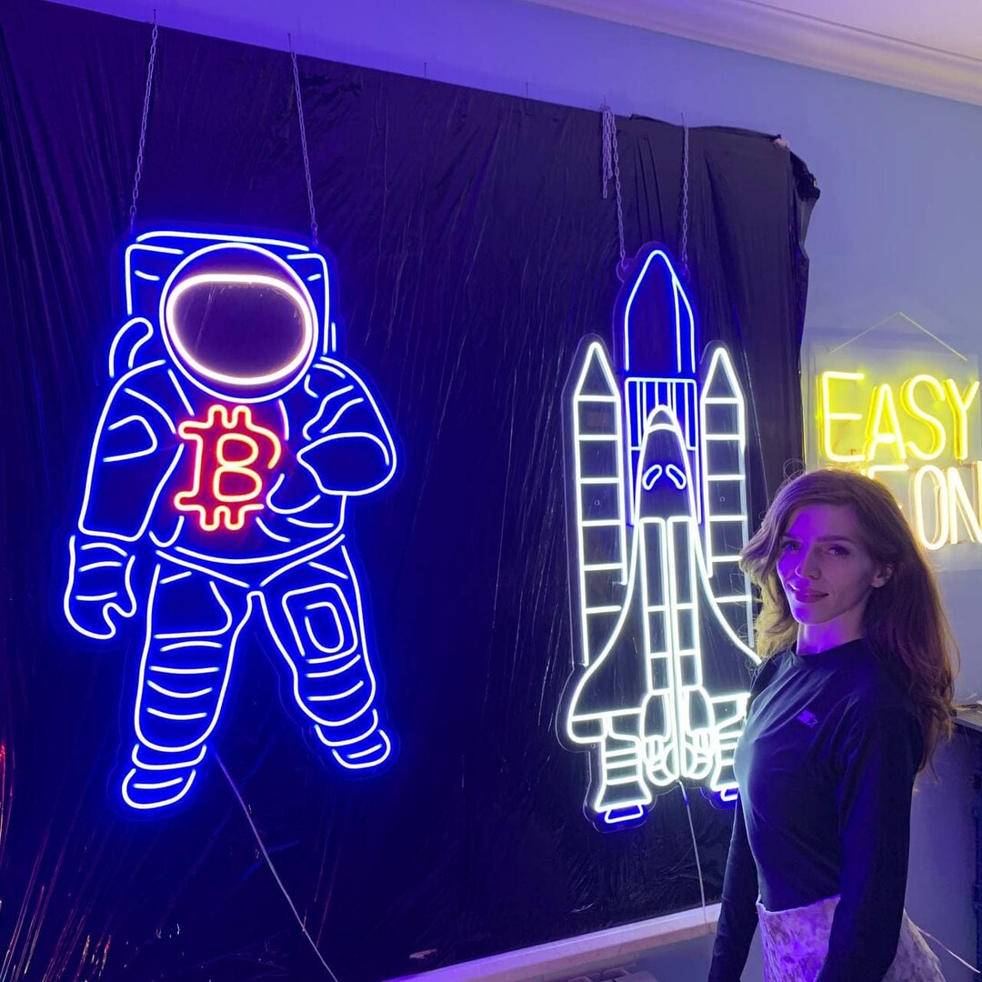 Bitcoin LED Neon Sign | Space Man Neon Sign | Space LED Light - Etsy