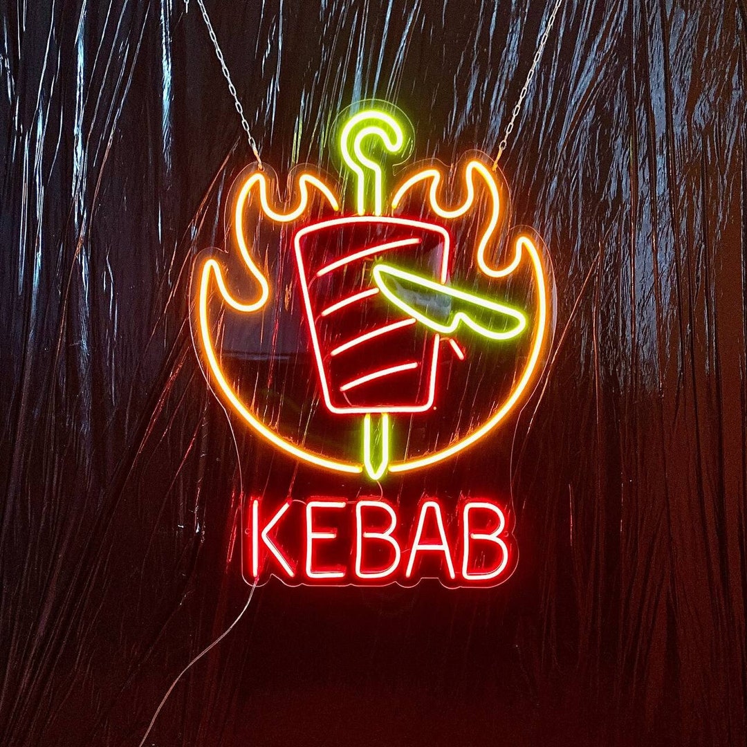 Neon Kebab Cafe Sign, Kebab Neon Sign, Cafe Decor, Gyros Neon Signage ...
