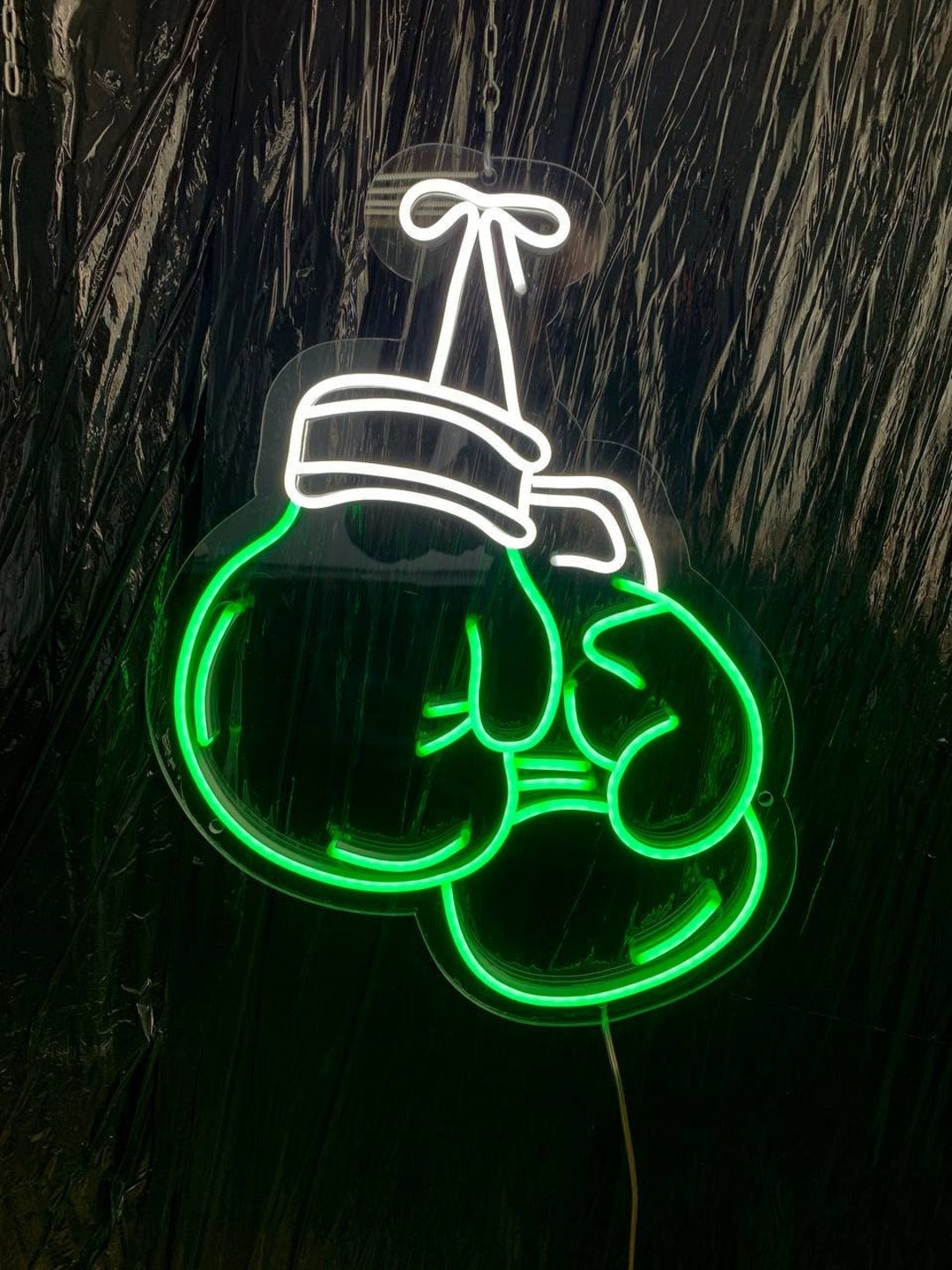 Boxing Gloves Neon Sign – Green LED Wall Light for Gym, Fight Club ...