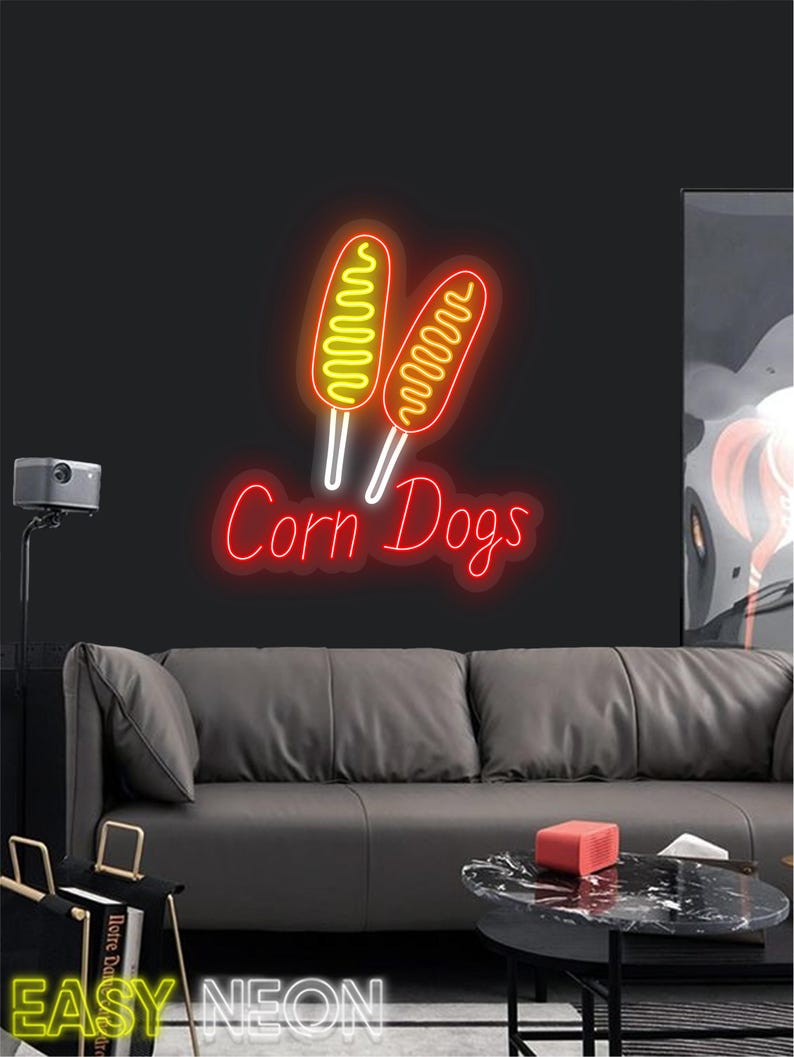 Corn Dogs Neon Sign LED Wall Light | Fast Food Neon Wall Art for Diner ...