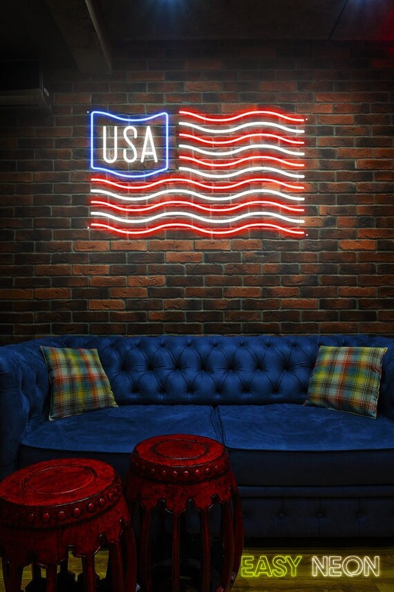 USA Neon Sign. Flag Light up Neon Wall Art Wall Decoration | Etsy