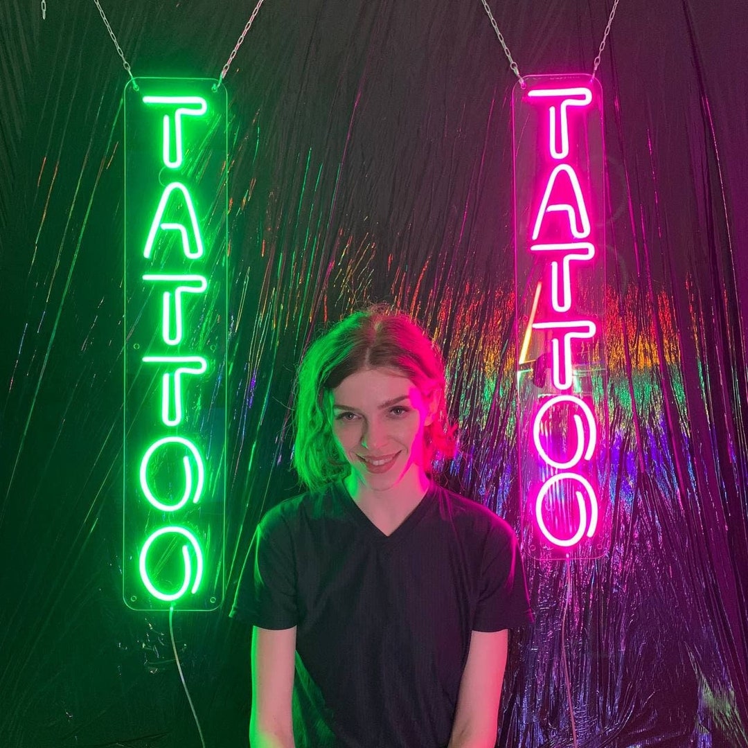 Tattoo Neon Sign – Vertical LED Tattoo Shop Sign, Neon Wall Light for ...