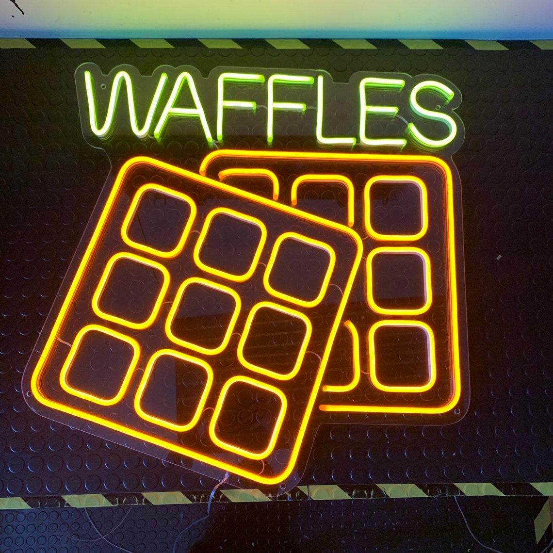 Waffles Neon Sign – LED Wall Light for Kitchen Cafe Bakery Breakfast ...