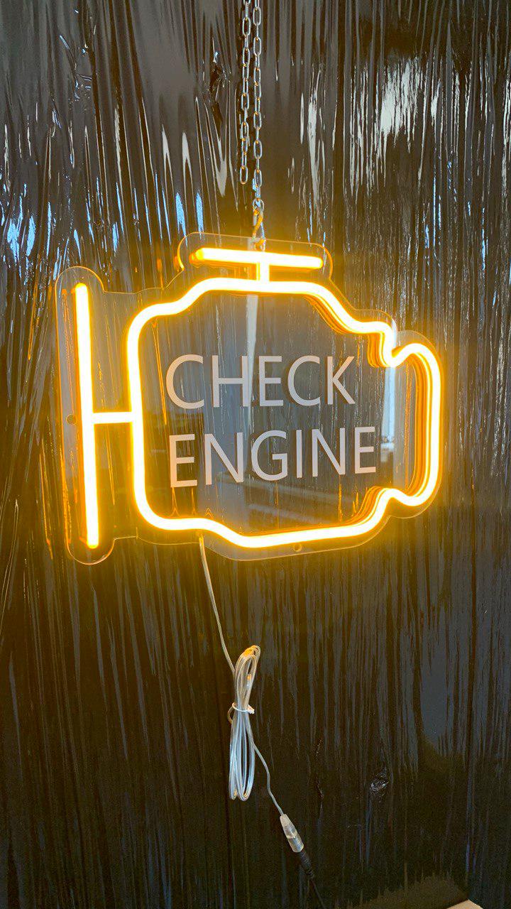 Check Engine Neon Sign – LED Car Garage Wall Light, Auto Repair Shop ...