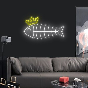 King Fish Neon Sign, Fish Neon Light, Fish Led Sign, Fish Wall Decor ...