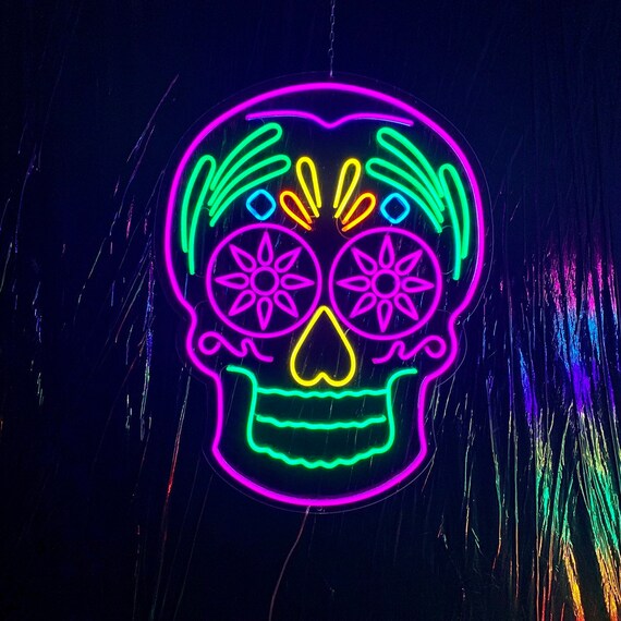 Calavera Led Neon Sign Wall Decor Wall Sign Neon Lights - Etsy