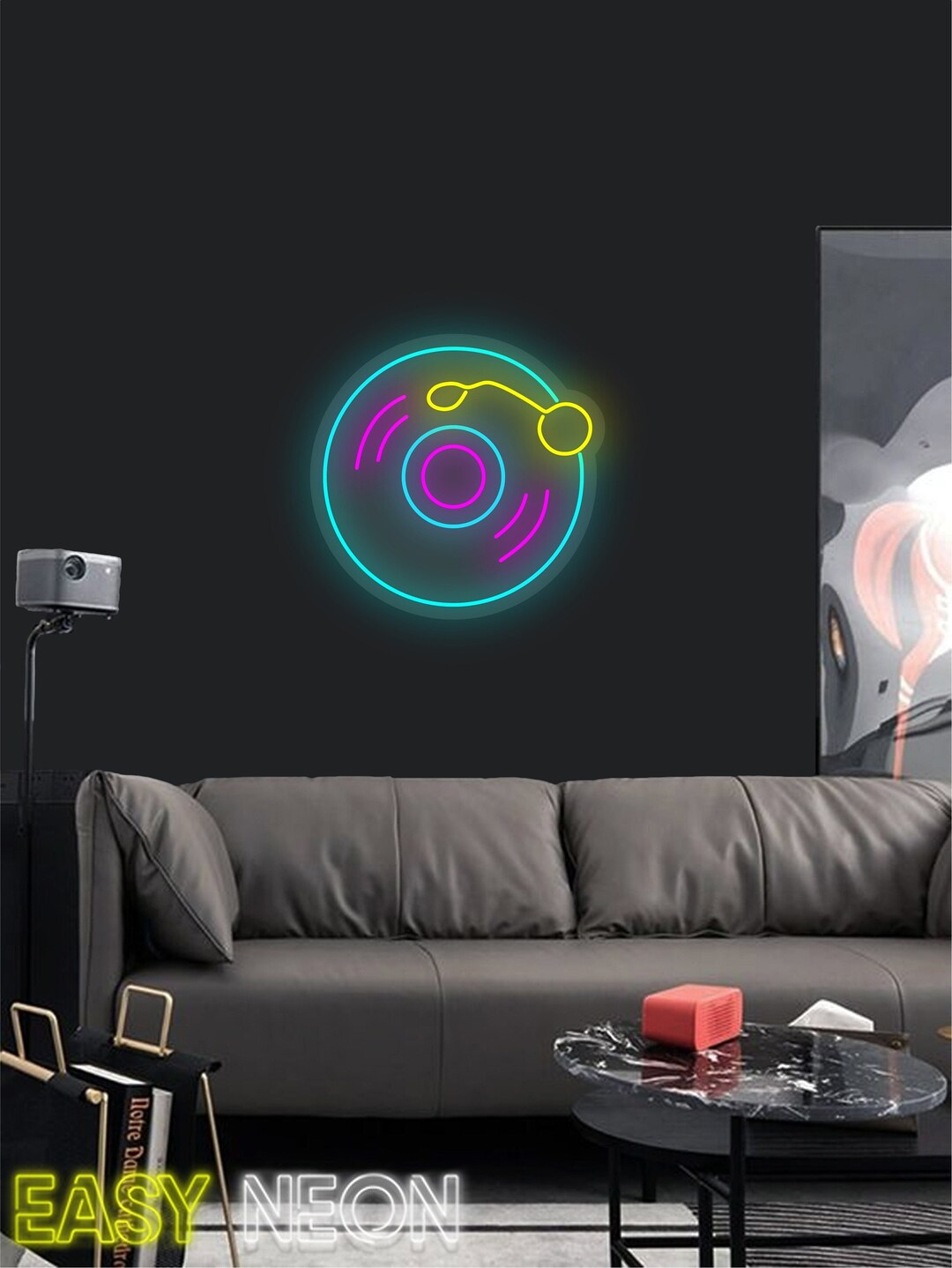 Vinyl Neon Sign - Vinyl Record Decor, Neon Sign Bedroom, Neon Signs ...