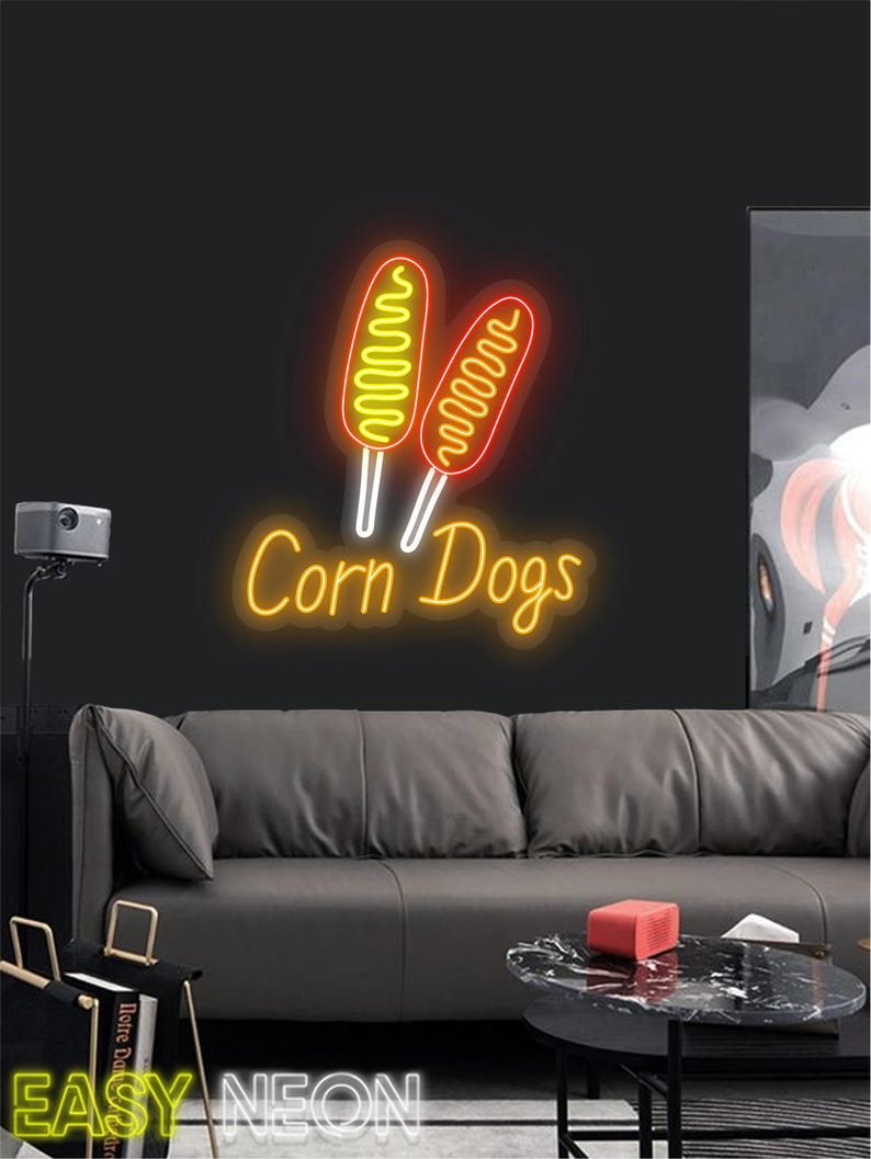 Corn Dogs Neon Sign LED Wall Light | Fast Food Neon Wall Art for Diner ...