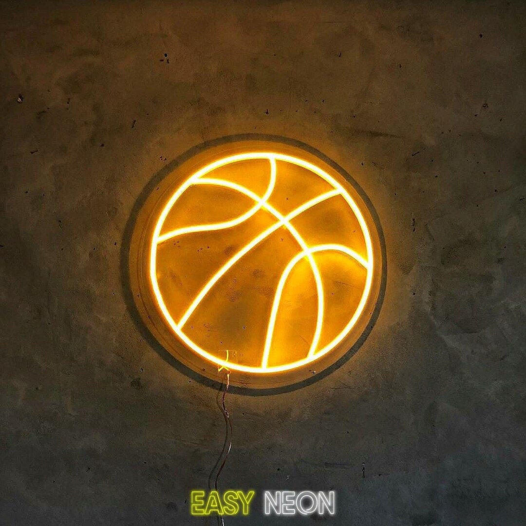 Basketball Neon Sign – Orange LED Basketball Light for Sports Bar, Gym ...