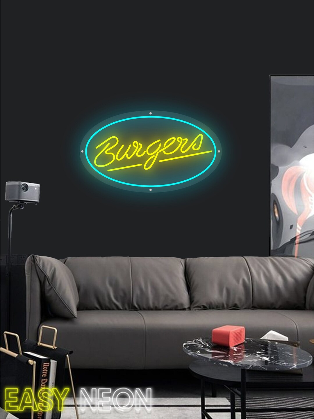 Burger Neon Sign, Cheeseburger LED Light, Hamburger Neon Light, Chicken ...
