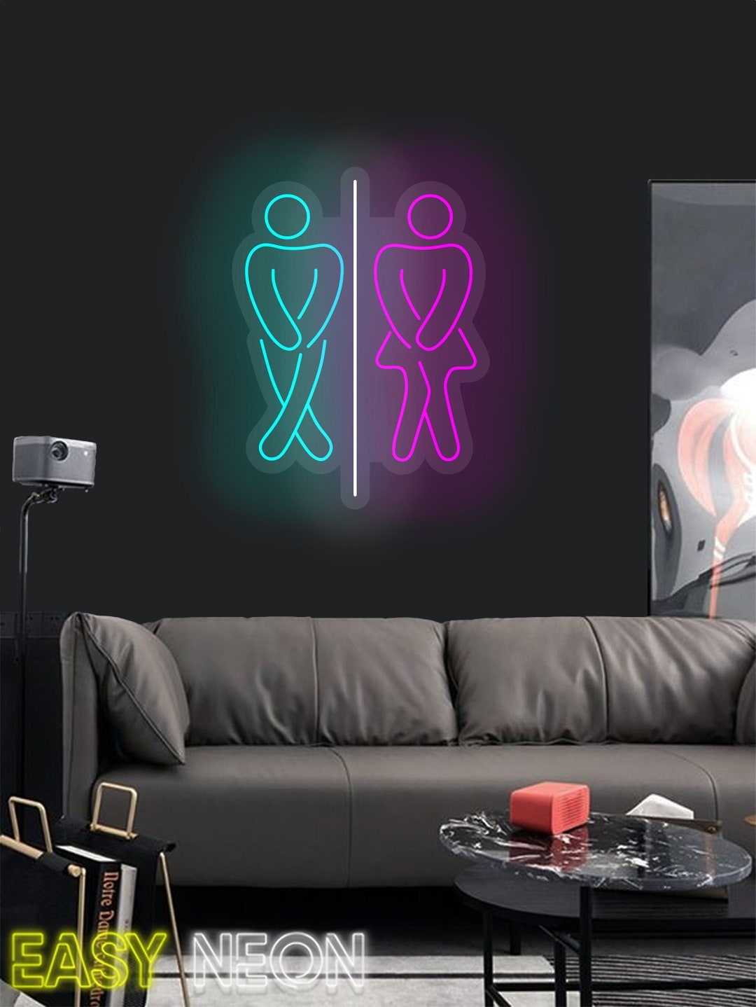 Wc Logo Neon Sign, Wc Neon, Wc Neon Sign, Neon Sign, Wedding Neon Sign ...