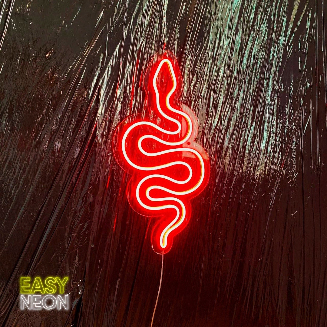 Snake Neon Sign – Red LED Wall Light for Bar, Tattoo Studio, Gamer Room ...