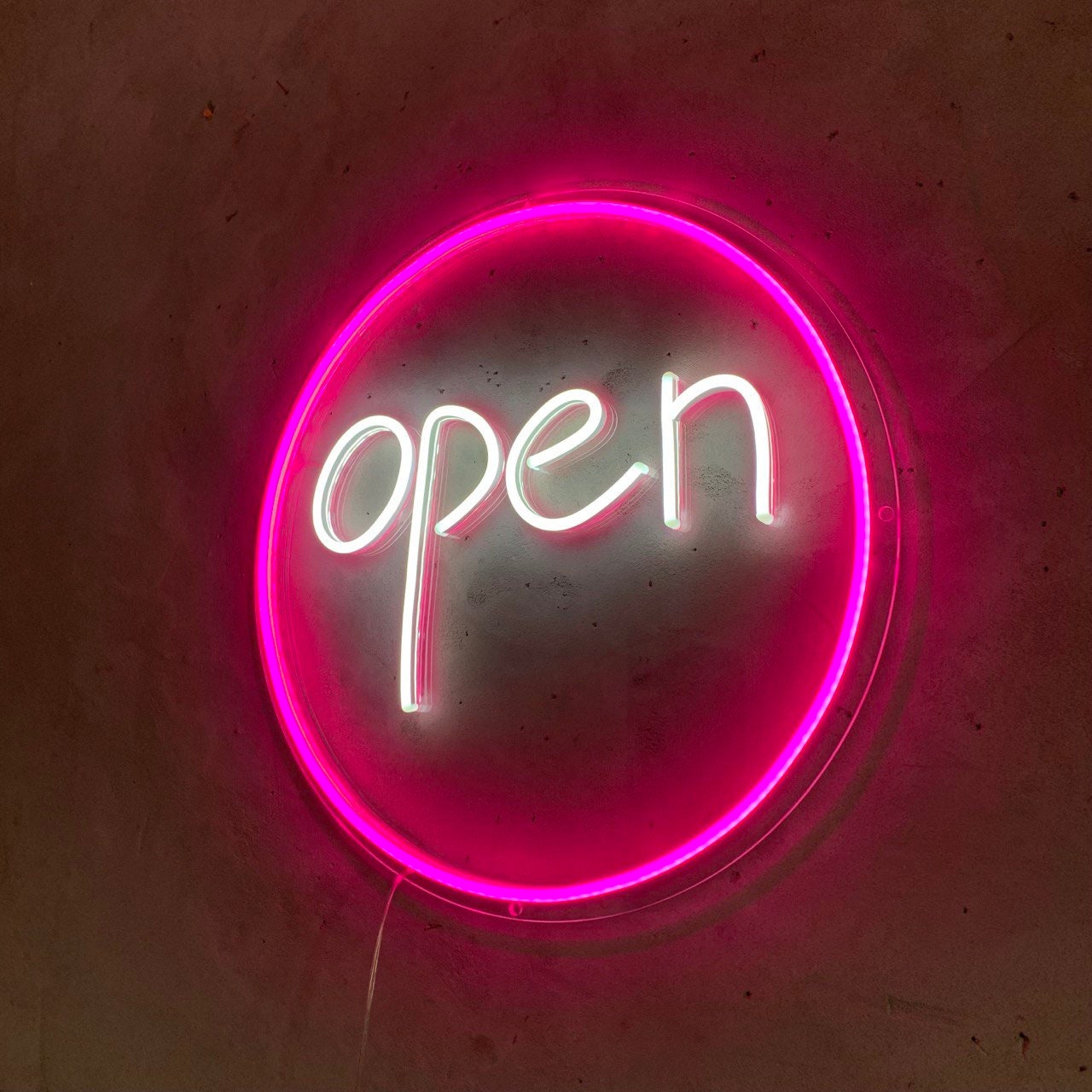 Large Round LED Neon Open Sign White and Red Neon Light Open - Etsy