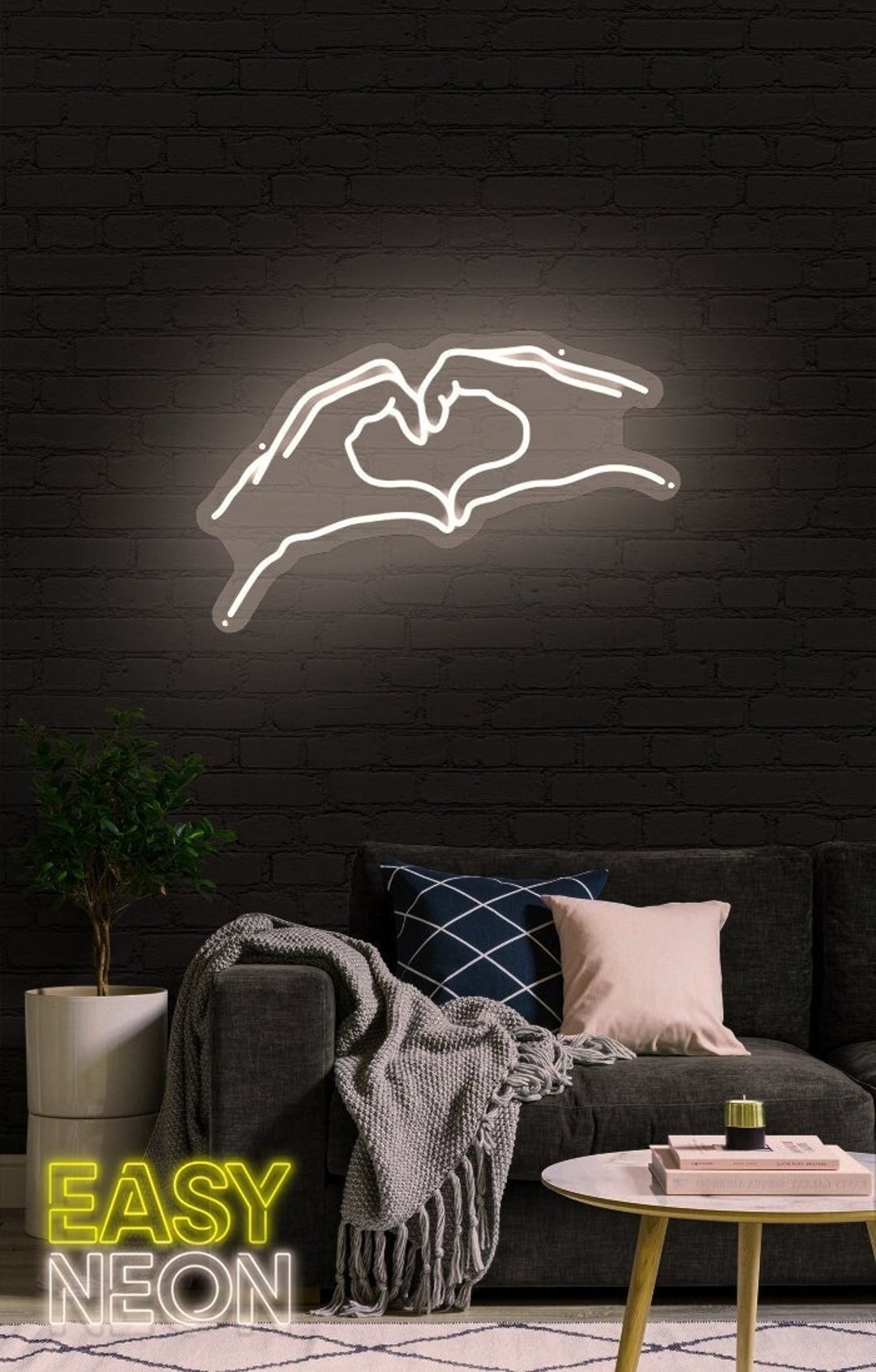 Heart Hands Neon Sign, Neon Signs, Home Decor, Lover Signs - Etsy